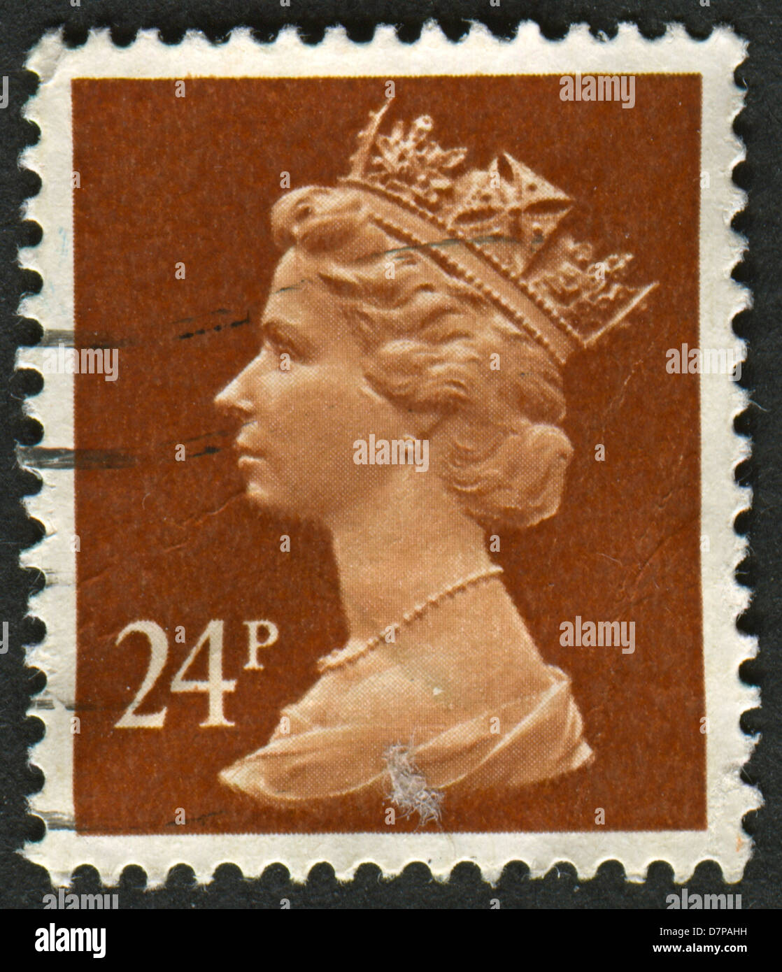 A stamp printed in UK shows image of Elizabeth II is the constitutional ...