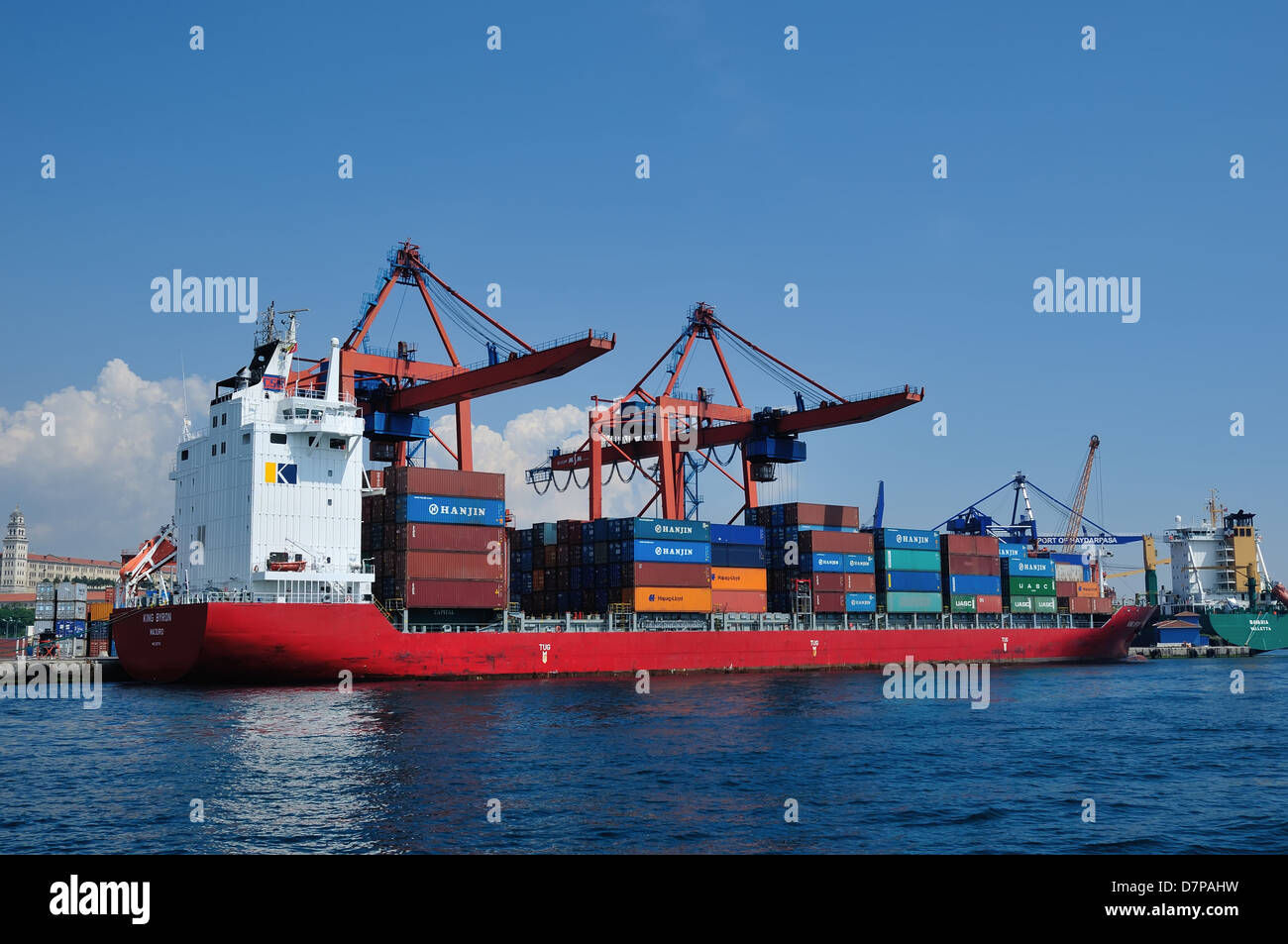 Container ship berthed in Istanbul Stock Photo - Alamy