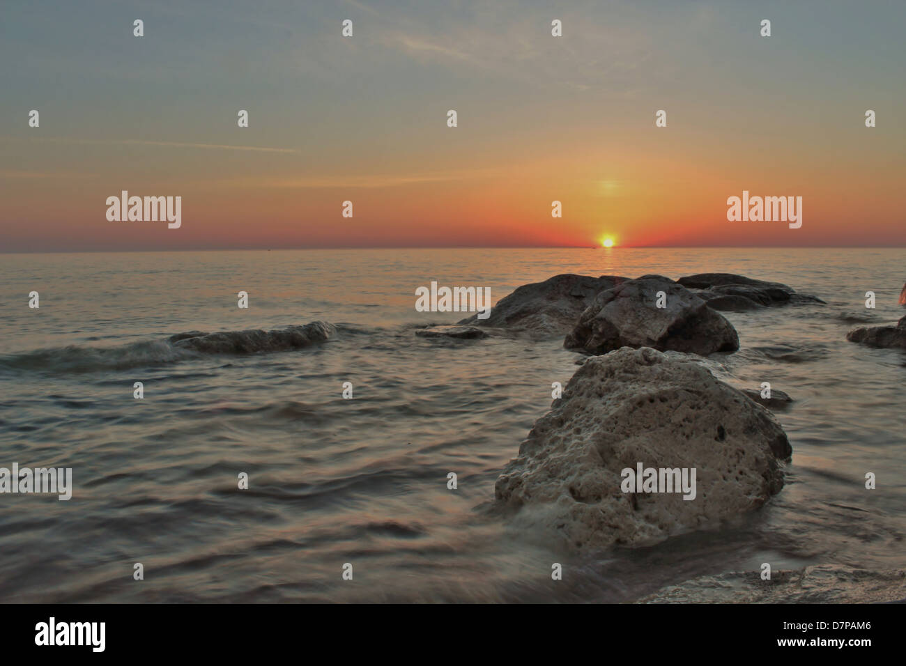 Rocky Morning. Gorgeous sunrise over a gorgeous Lake Huron. Lexington ...
