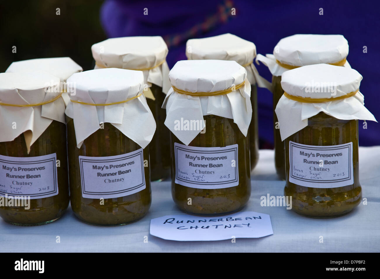 Runnerbean chutney for sale on stall at Tenbury Food Fayre Tenbury ...