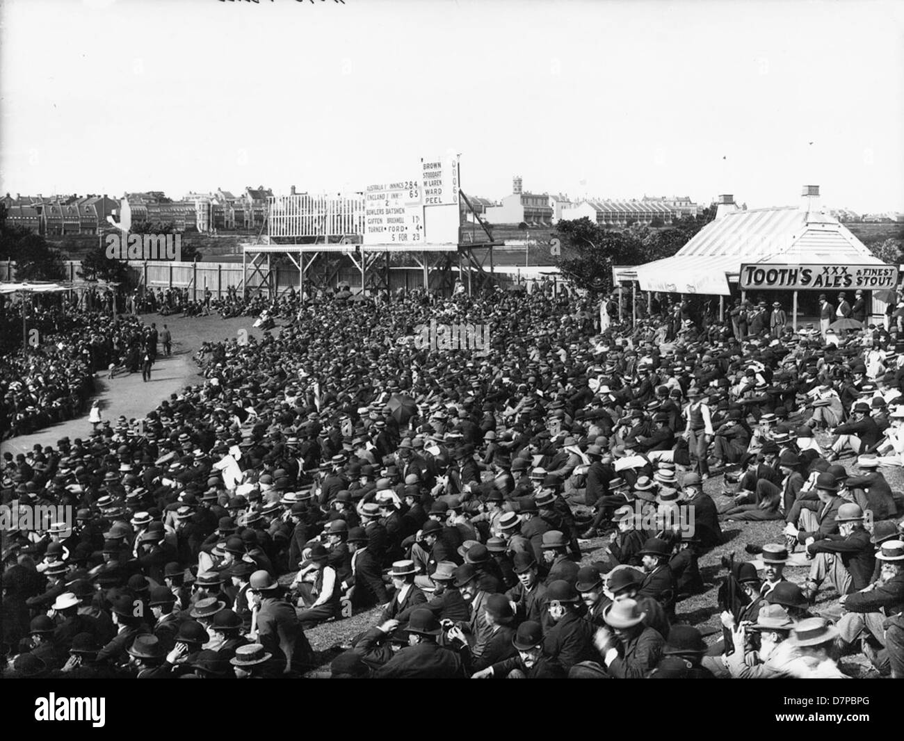 This historical photograph captures a day of cricket at the Sydney ...