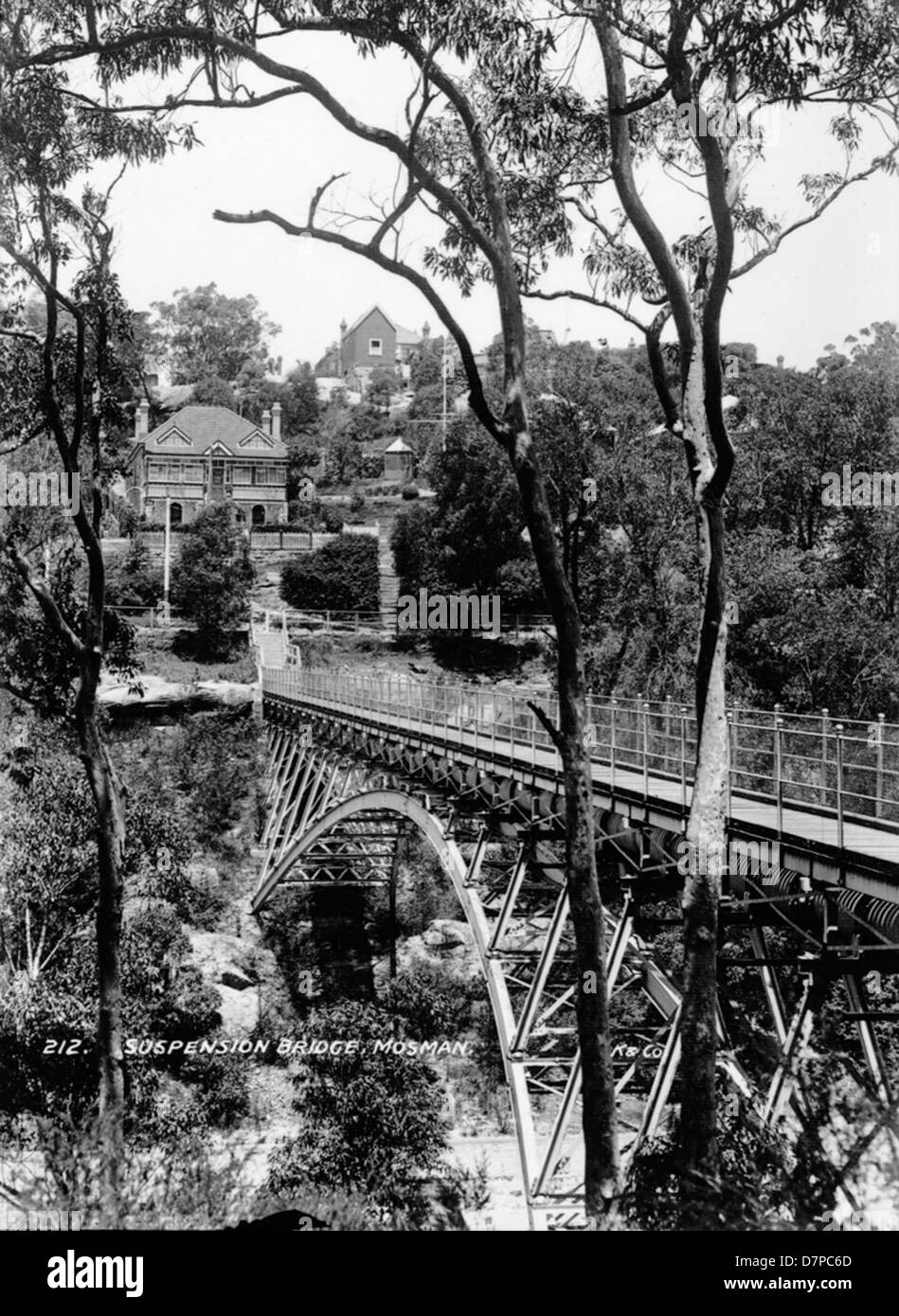 This image features the suspension bridge in Mosman, Australia. The ...