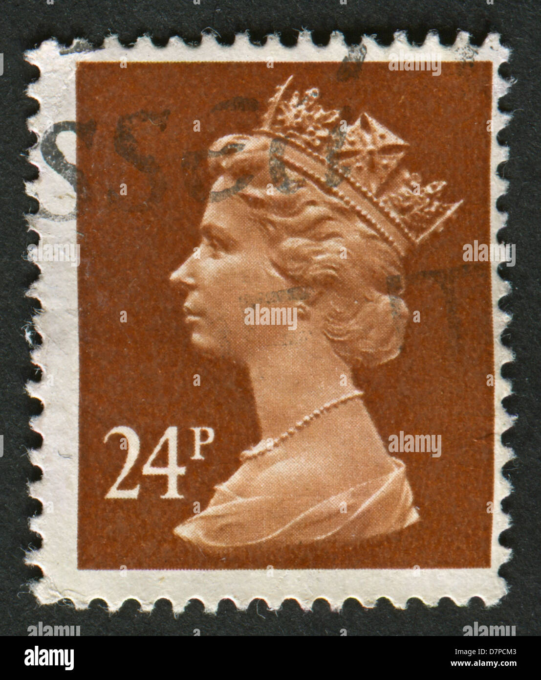 A stamp printed in UK shows image of Elizabeth II is the constitutional ...