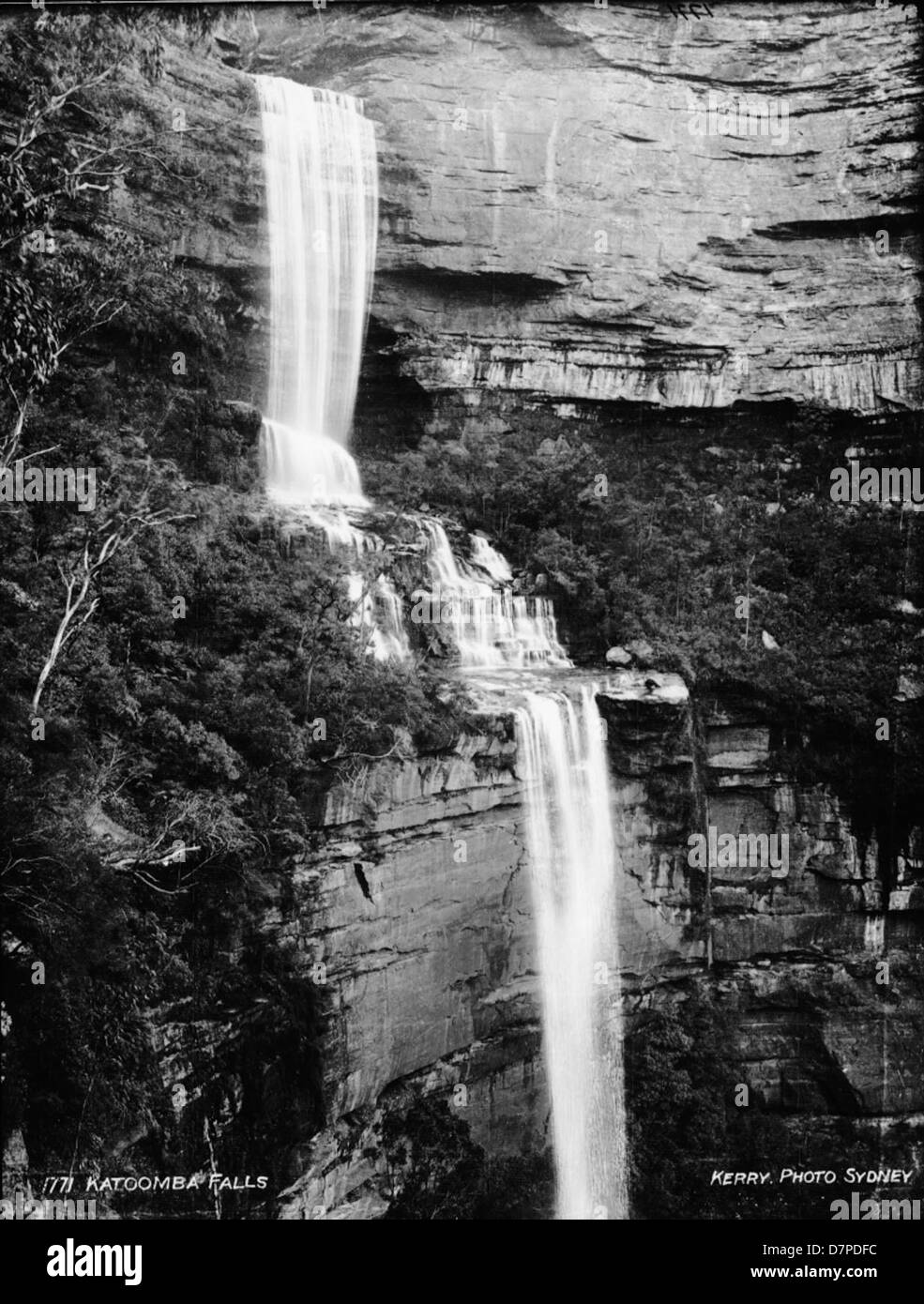 The photograph by Charles H. Kerry showcases Katoomba Falls in the Blue ...