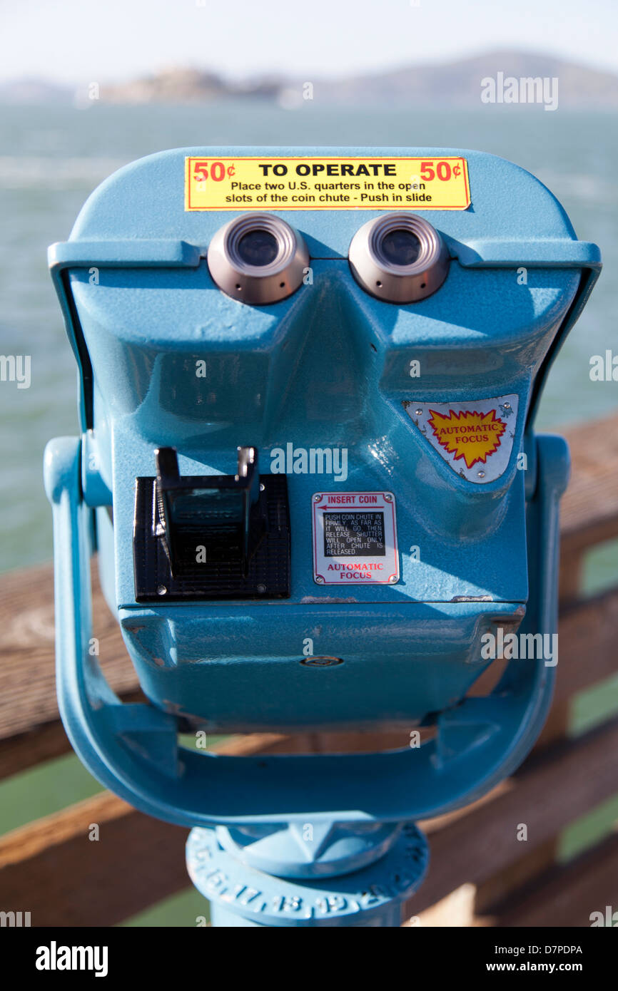 Coin operated binoculars on Pier 39, San Francisco, California, USA ...