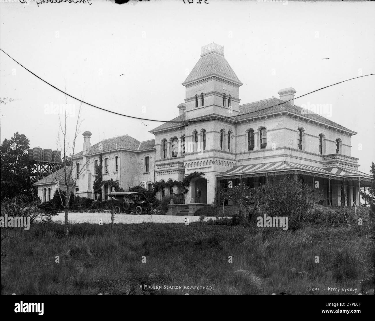 This black-and-white photograph of a modern station homestead, housed ...