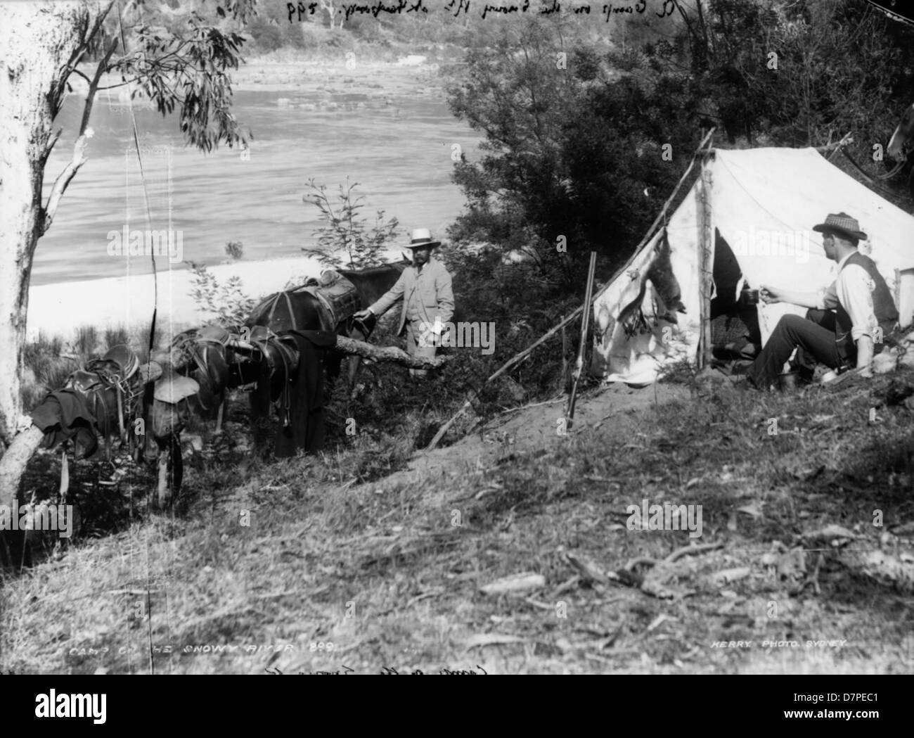 Camp on snowy river Black and White Stock Photos & Images - Alamy