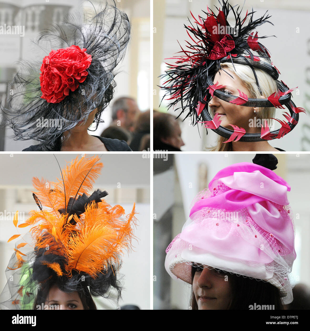 Unusual hat creations are presented at a fashion shows during the ...