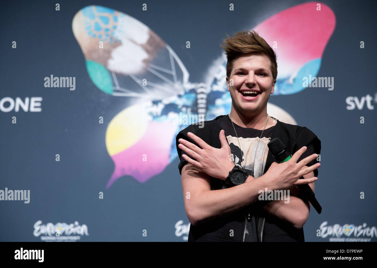 Singer Robin Stjernberg representing Sweden poses during a press ...