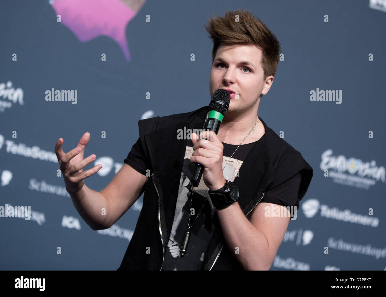 Singer Robin Stjernberg representing Sweden poses during a press ...