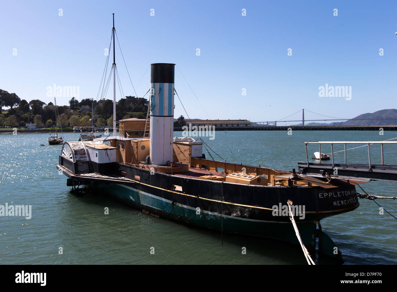 Steam tug Eppleton Hall moored at Hyde Street Pier, Fisherman's Wharf ...