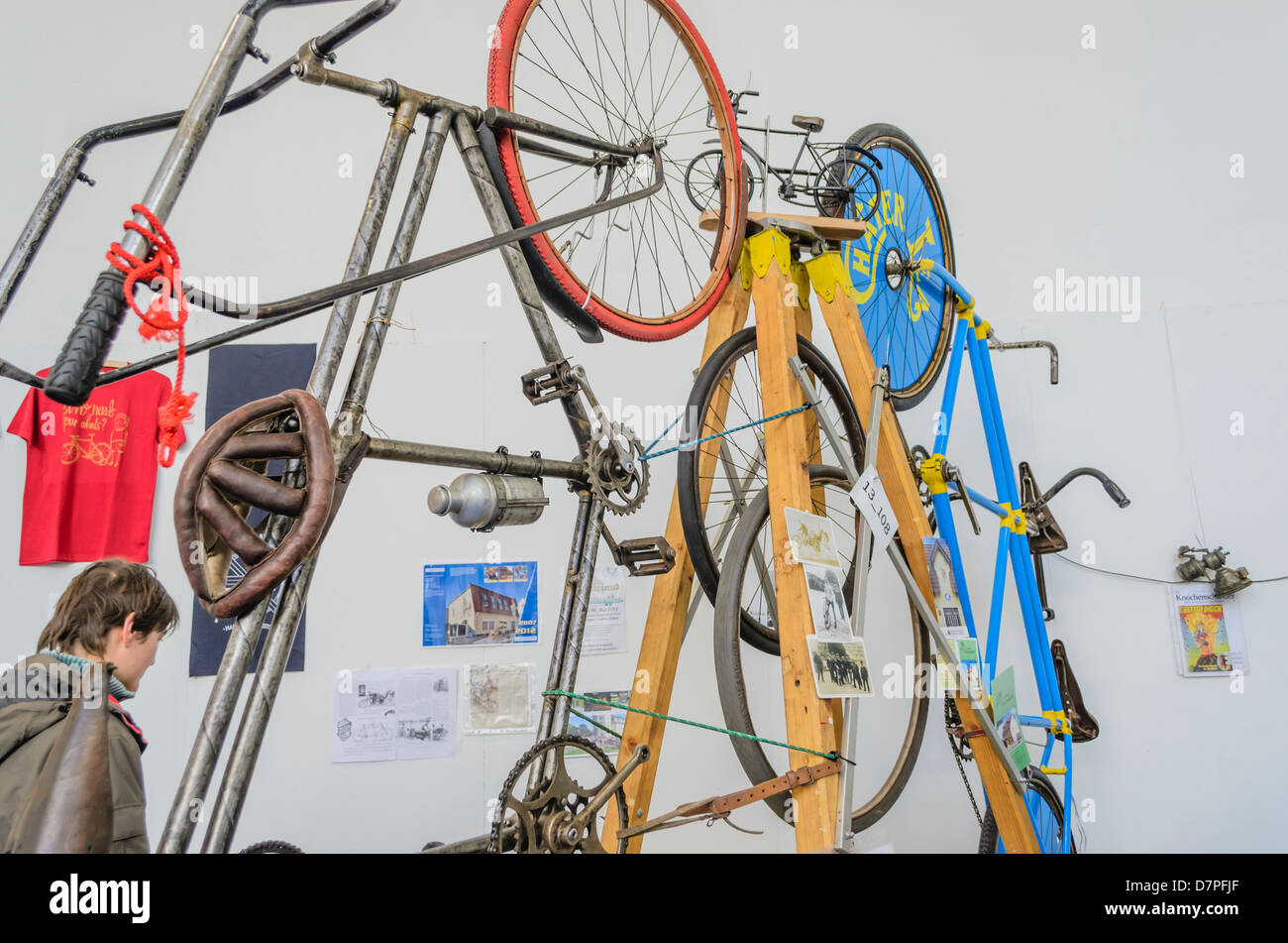 Art object made of bicycles at Bicycle Fair in Berlin, Germany Stock ...