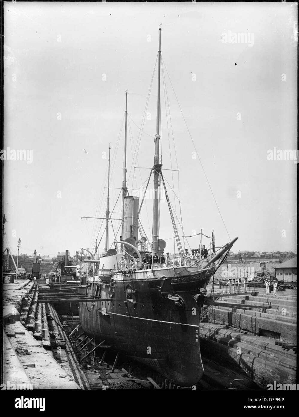 Three masted ship in Black and White Stock Photos & Images - Alamy