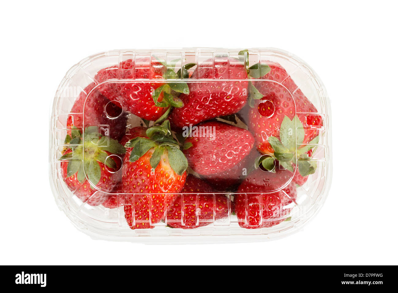 fresh strawberries in box on white background Stock Photo - Alamy