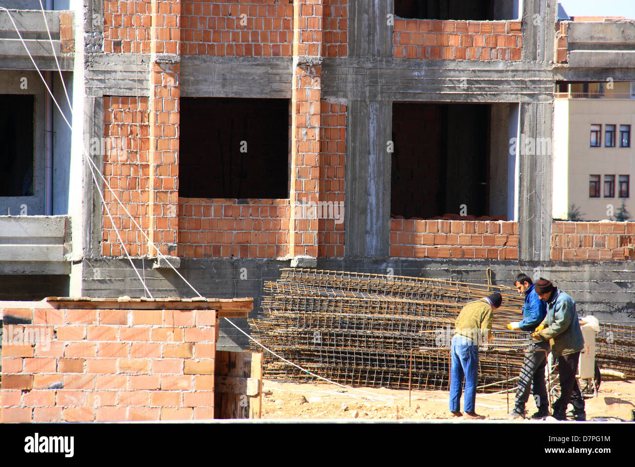 workers having fixing steels for construction of building Stock Photo ...
