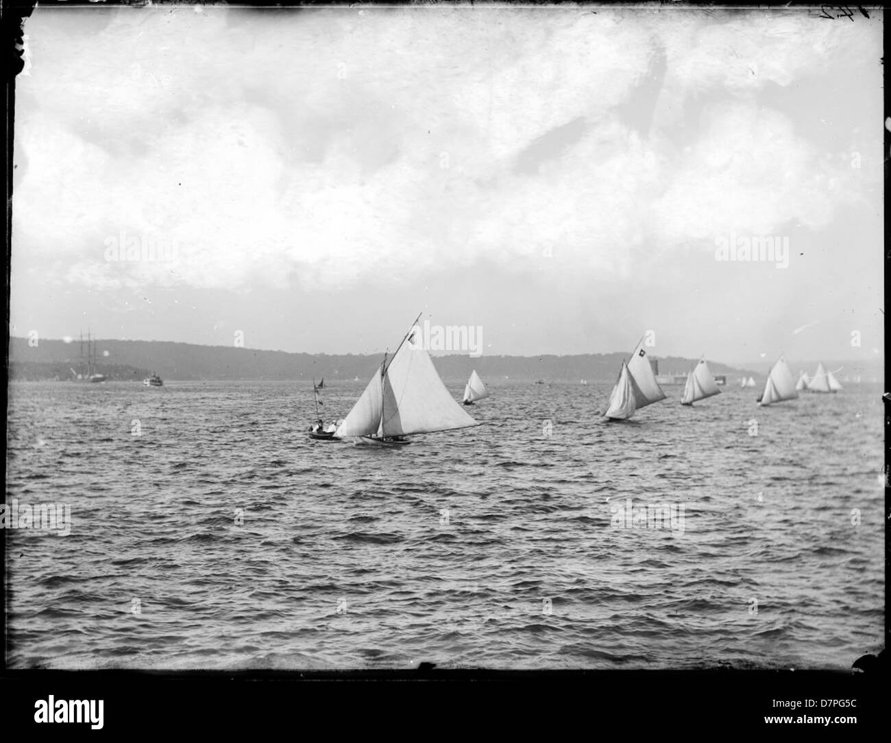 Sydney Harbour scene of four small yachts racing Stock Photo - Alamy