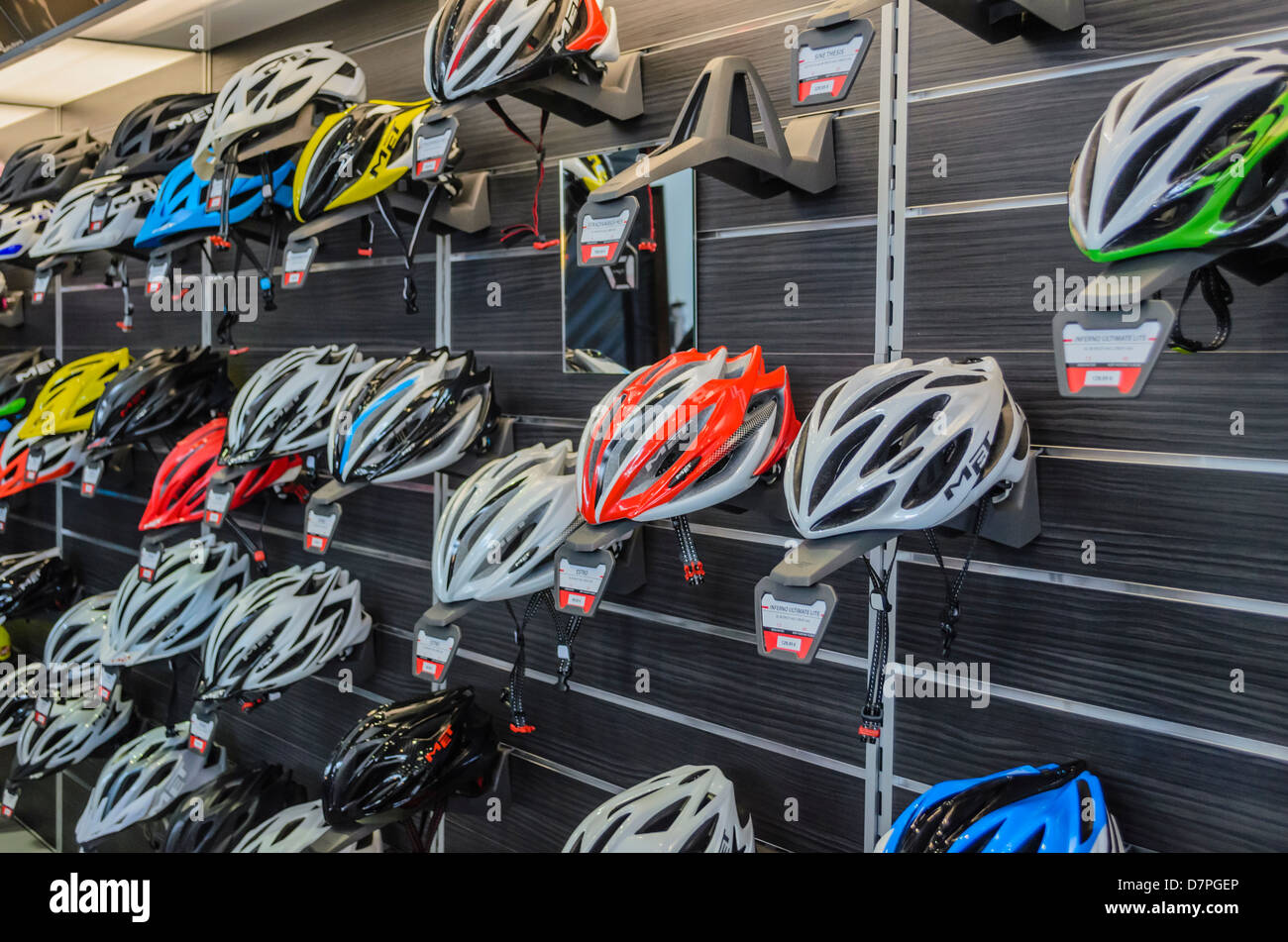 Crash helmet for cyclists on display at Bicycle Fair in Berlin, Germany ...