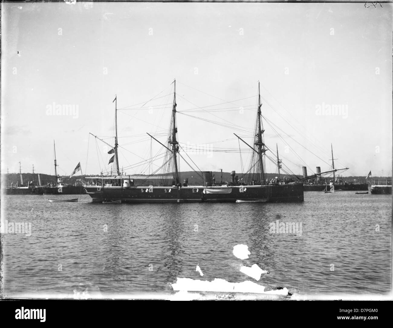 The three masted steamship Black and White Stock Photos & Images - Alamy