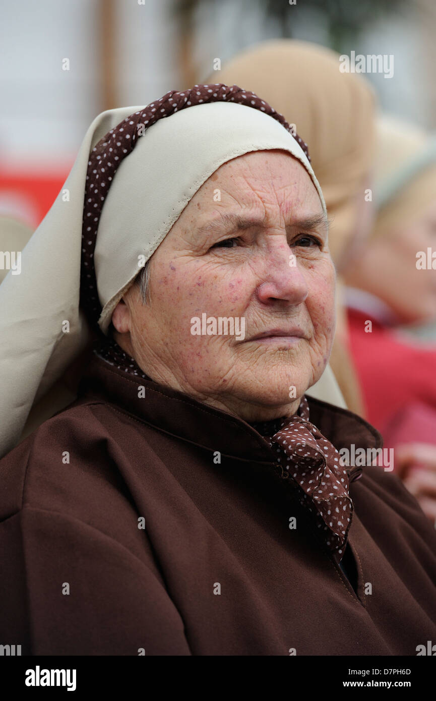 An elderly Spanish Lady participating in the Passion Play at Easter ...
