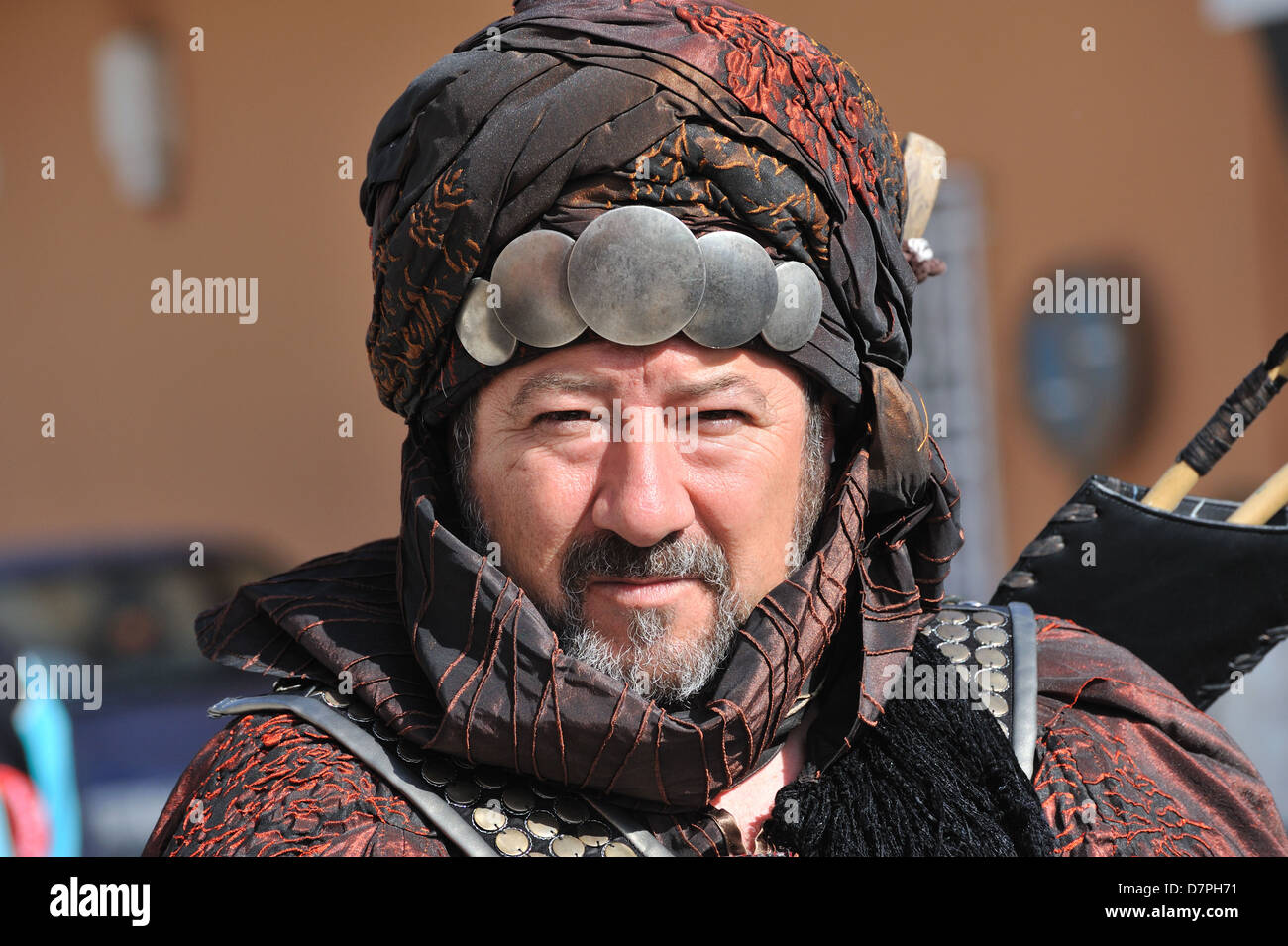 A Spanish man dressed as a Moor as part of the Moors and Christians ...