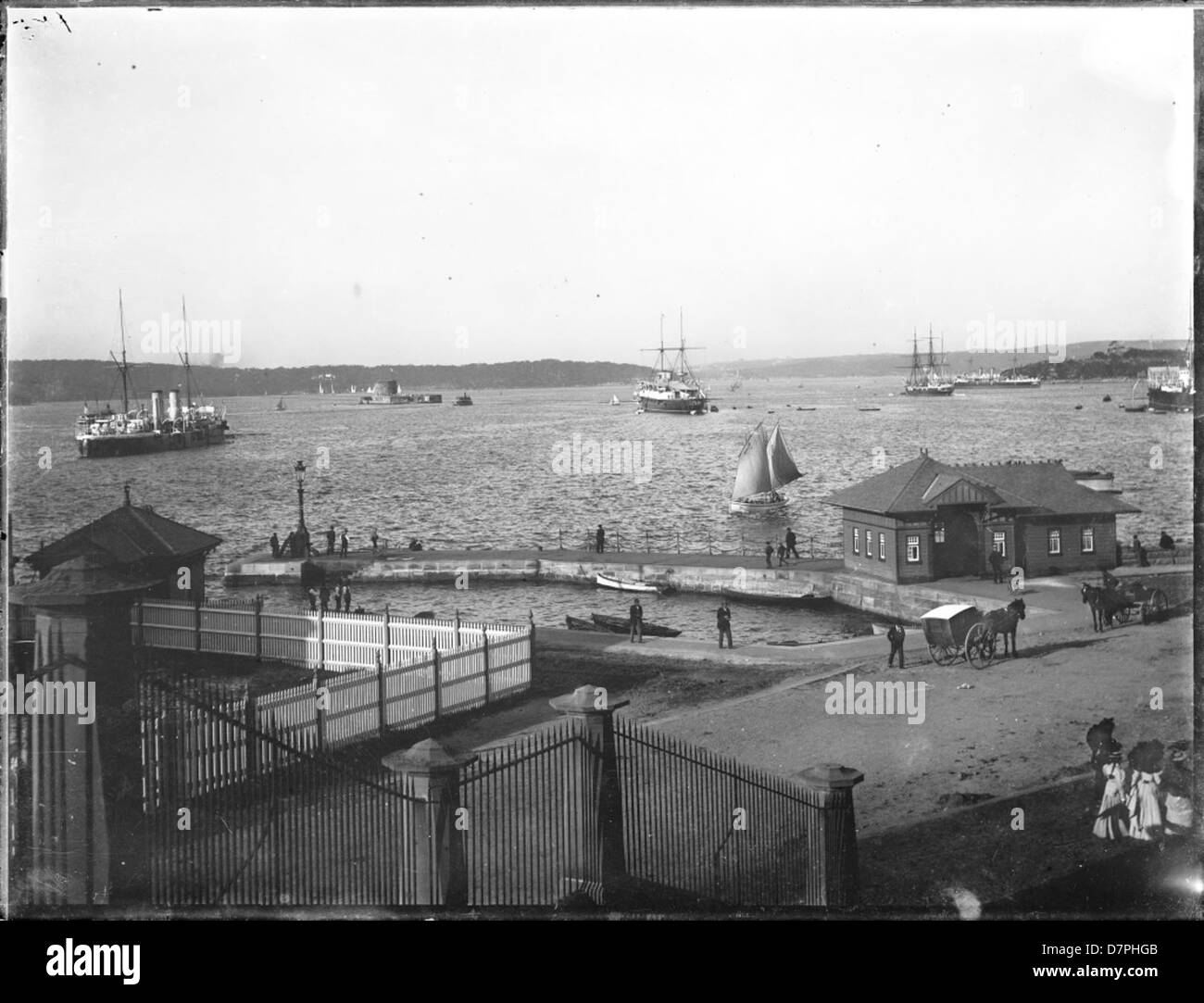 A historical photograph of Sydney Harbour, captured from the Man O'War ...