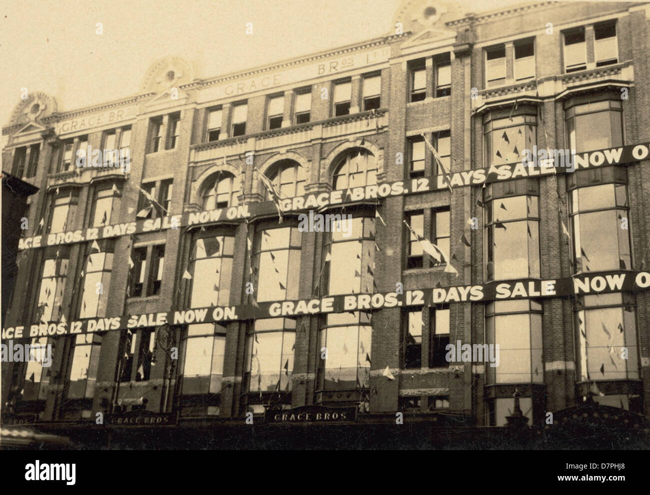 This image features vintage advertising signs for the Grace Bros 12 ...