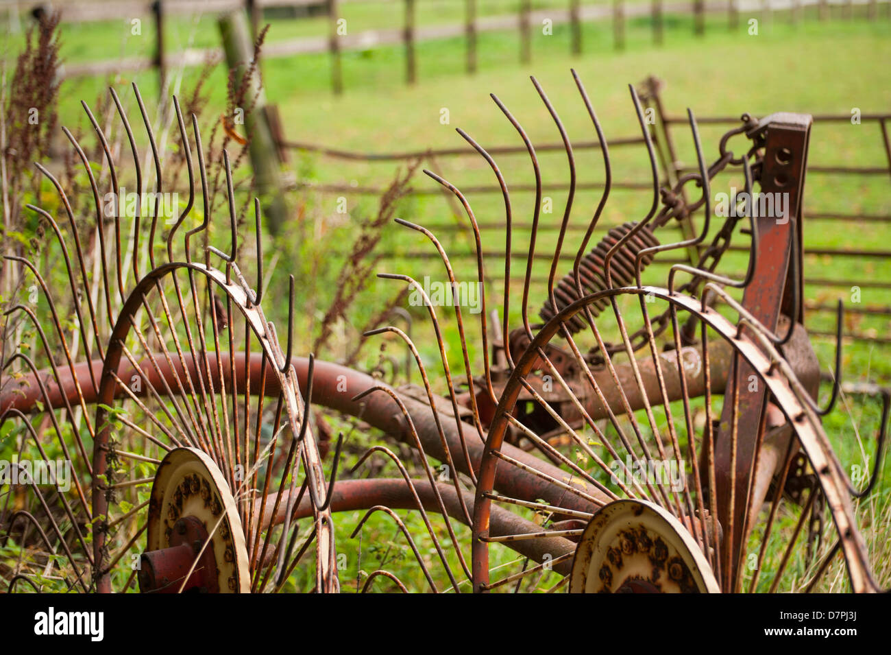 Redundant neglected agricultural Star-Wheel Rake hay making tractor ...