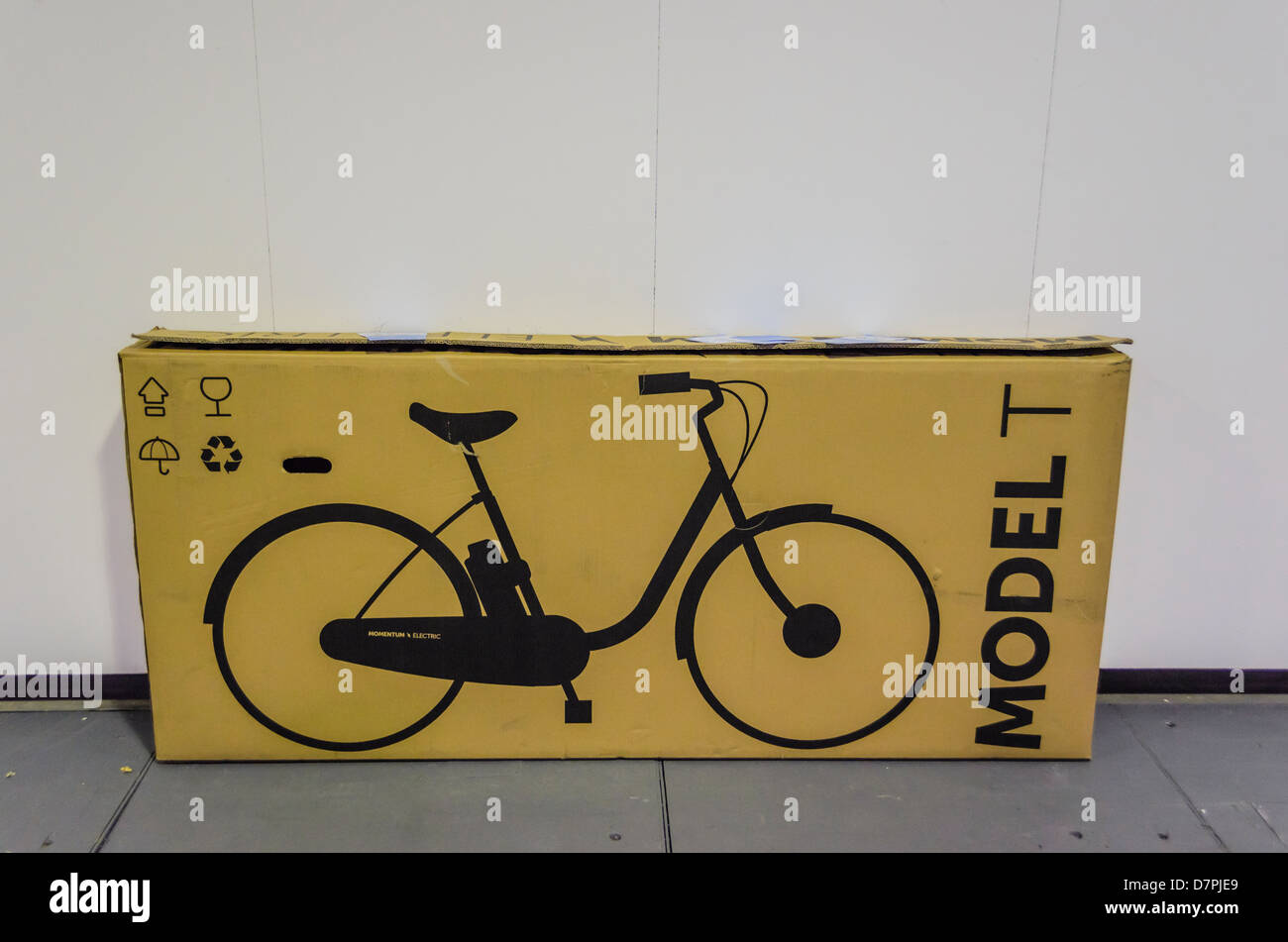 Empty cardboard box for bicycle at Bicycle Fair in Berlin, Germany ...