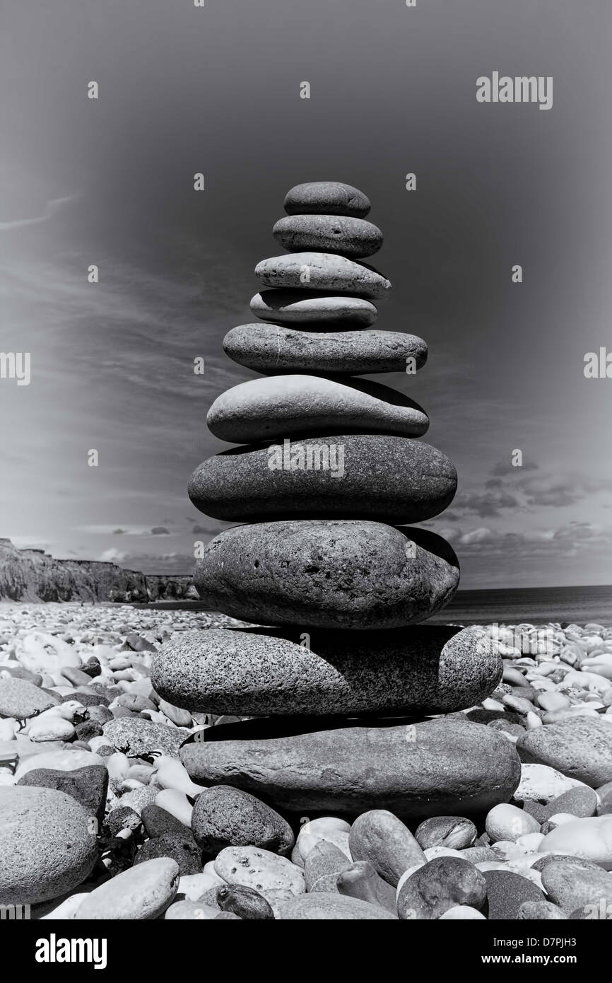 pebble stack on a shingle beech Stock Photo - Alamy