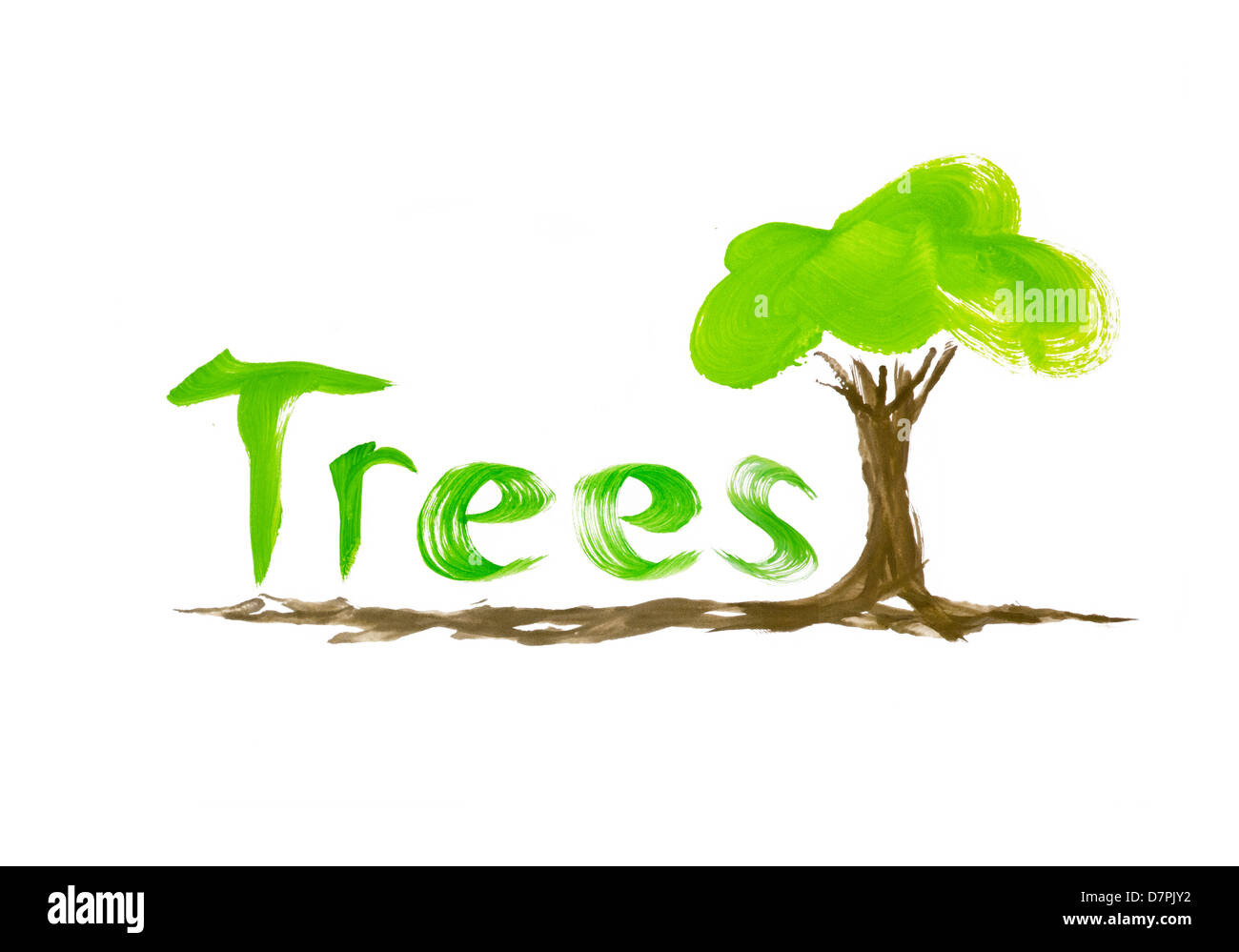 Painted Trees on white background Stock Photo - Alamy