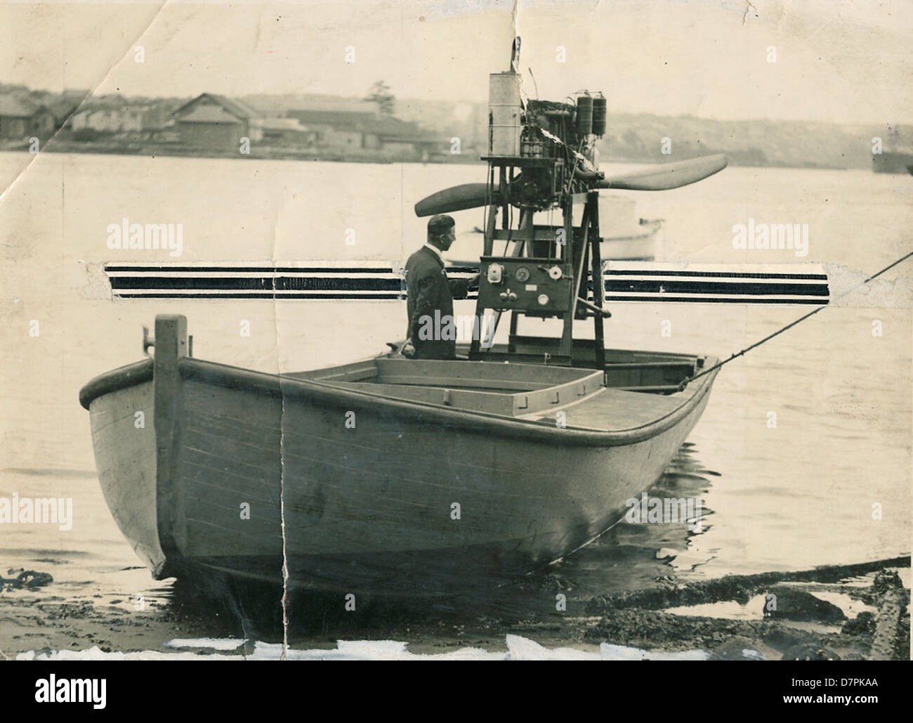 This photograph features Don Harkness aboard a hydroglider in New South ...
