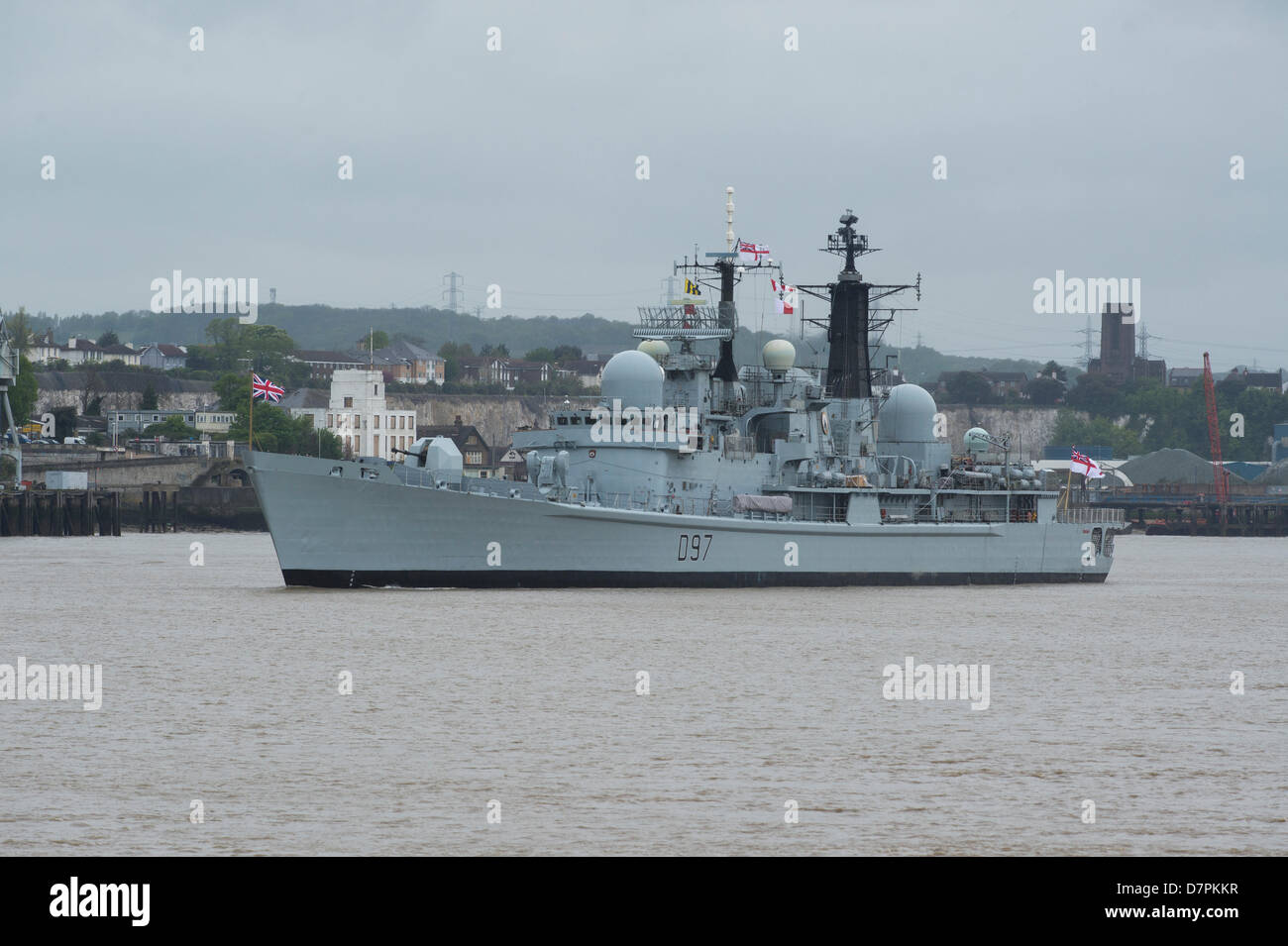 The British Naval ship HMS Edinburgh a type 42 destroyer in the River ...