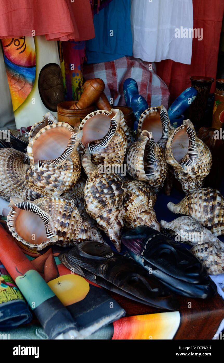 Souvenir sea shells in Philipsburg, St. Maarten, Netherland Antilles ...