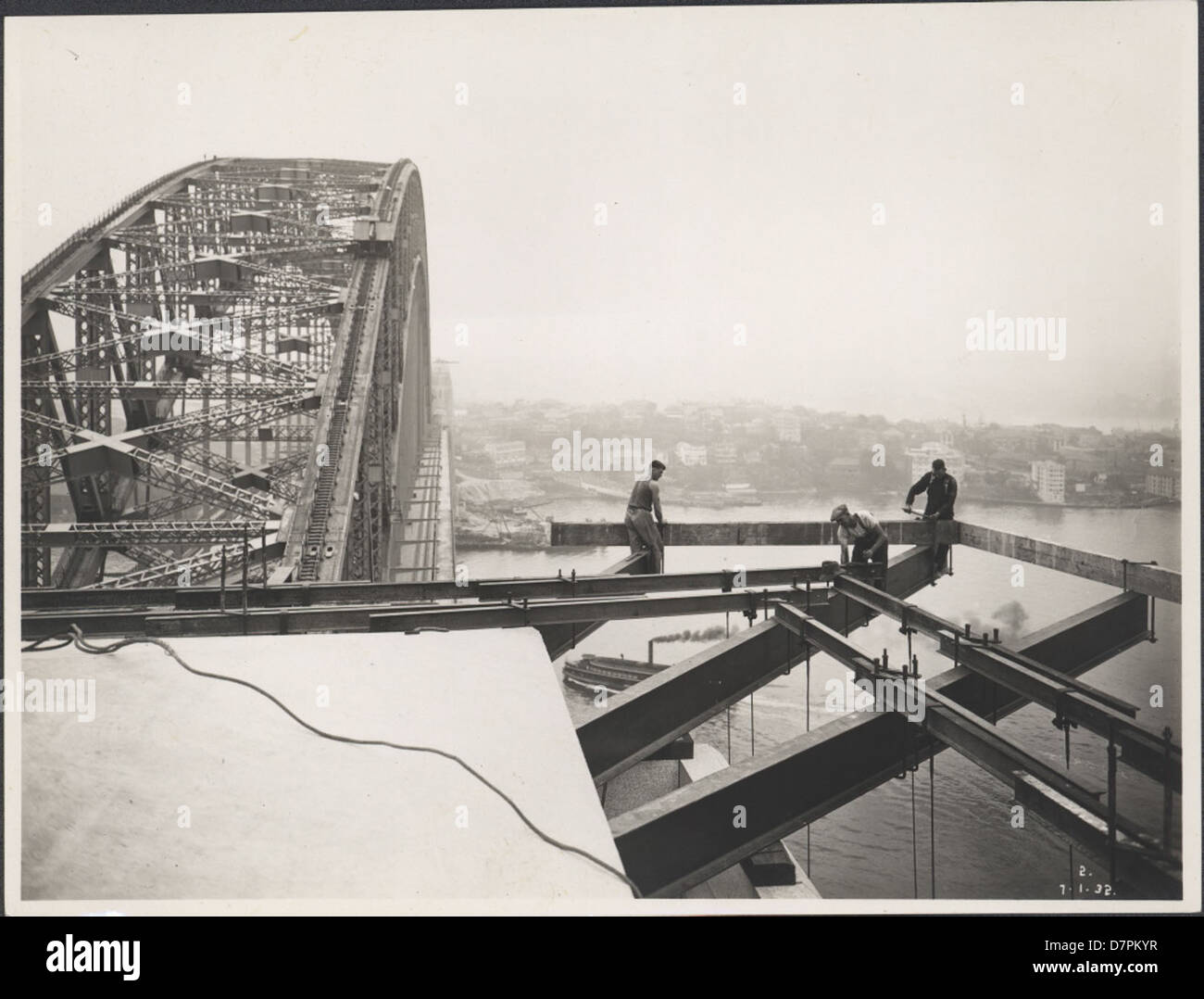 This historical photograph documents the construction of the Sydney ...