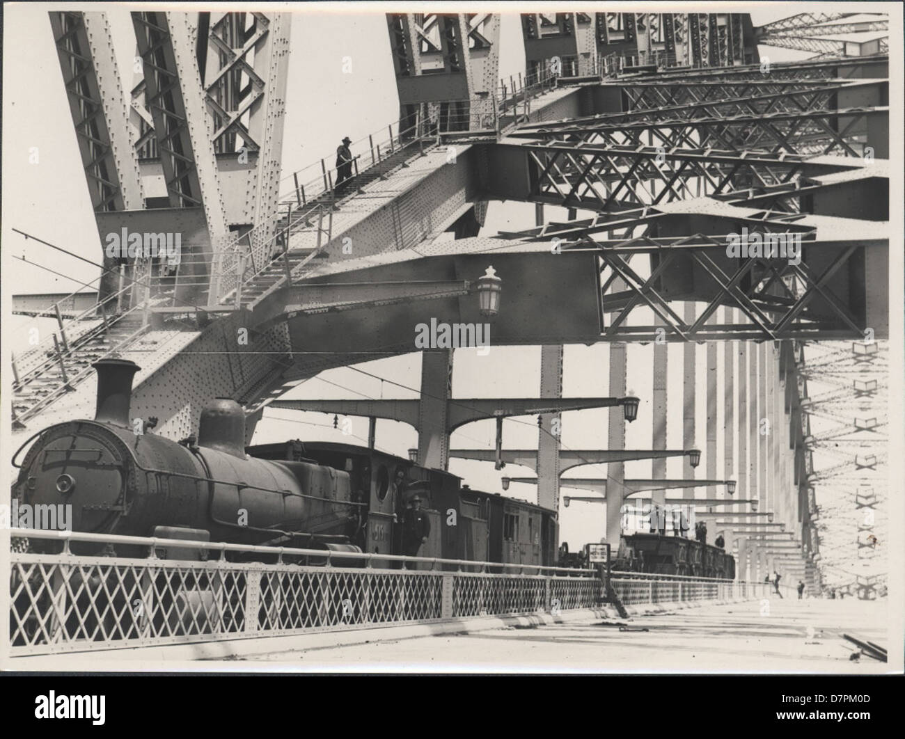 This historic image depicts the construction of the Sydney Harbour ...