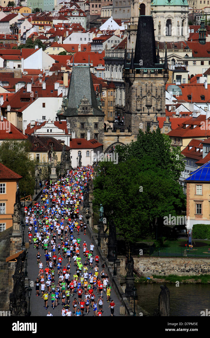 The Czech Republic Prague Volkswagen Marathon Runners on Charles Bridge ...