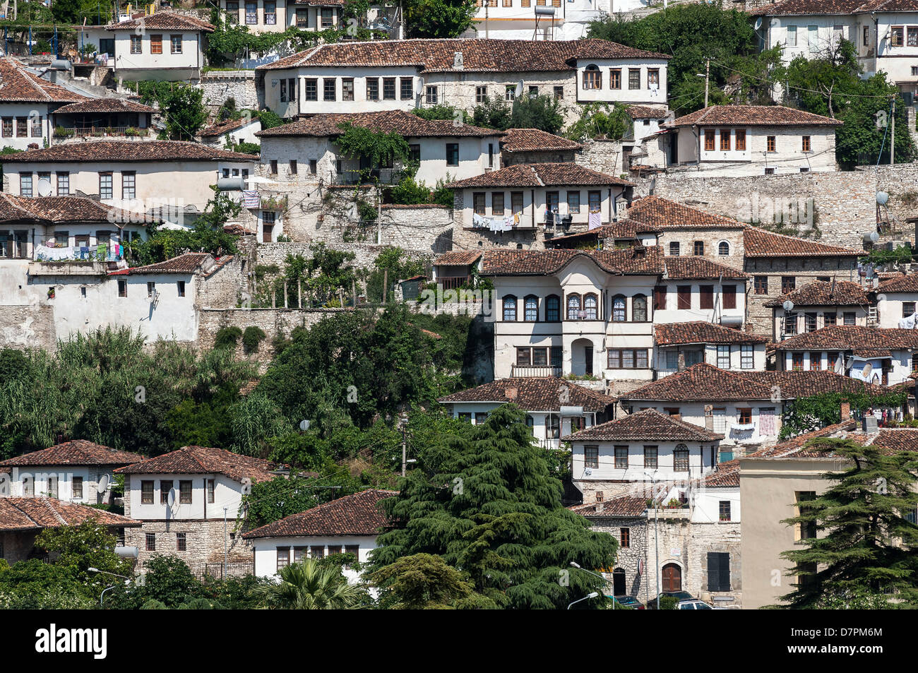 The Mangalemi district of Berat with its ottoman period, houses in the ...