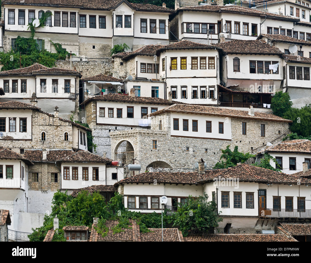The Mangalemi district of Berat with its ottoman period, houses in the ...