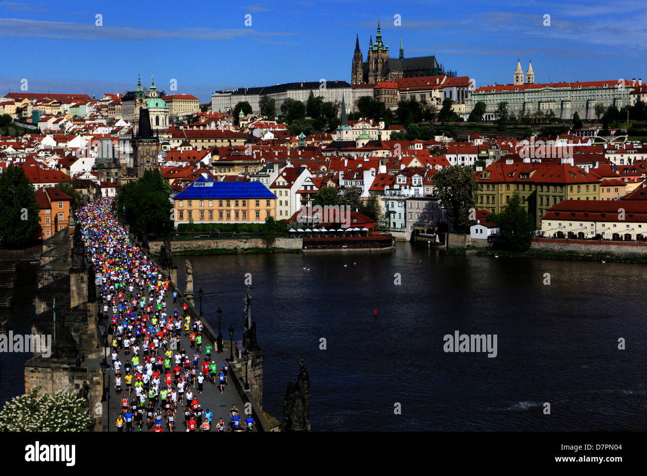 The Czech Republic Prague Volkswagen Marathon Runners on Charles Bridge ...