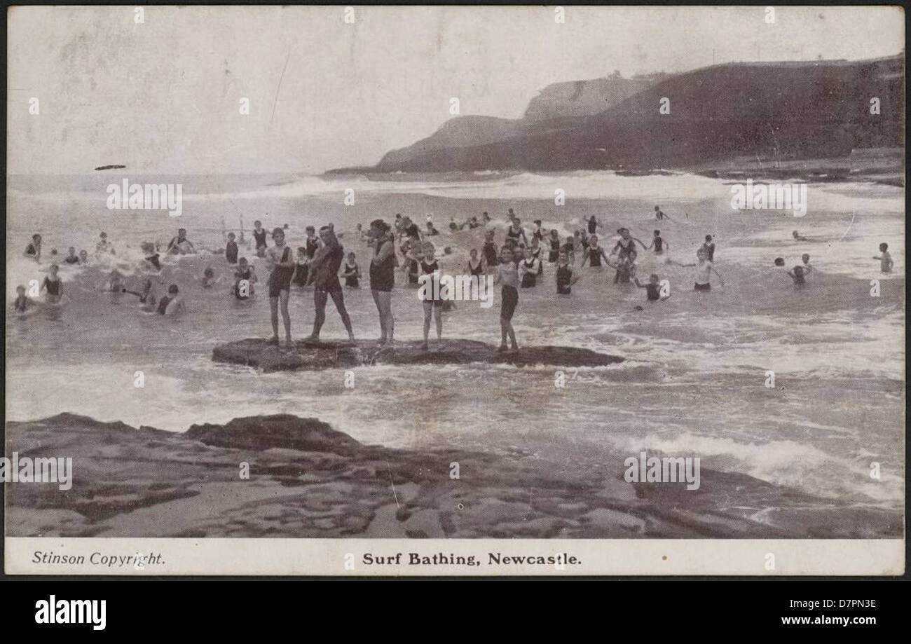 *Surf Bathing, Newcastle* from 1907 shows early 20th-century beach ...