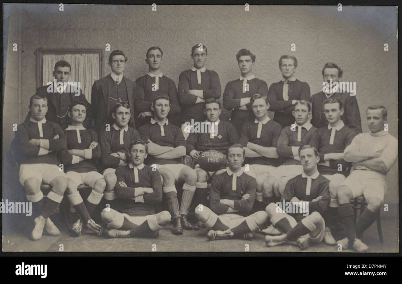 A photograph of the St. David's Rugby Union Team from 1908, capturing ...