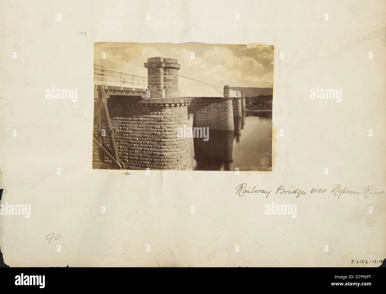 This photograph from the late 19th century shows the railway bridge ...