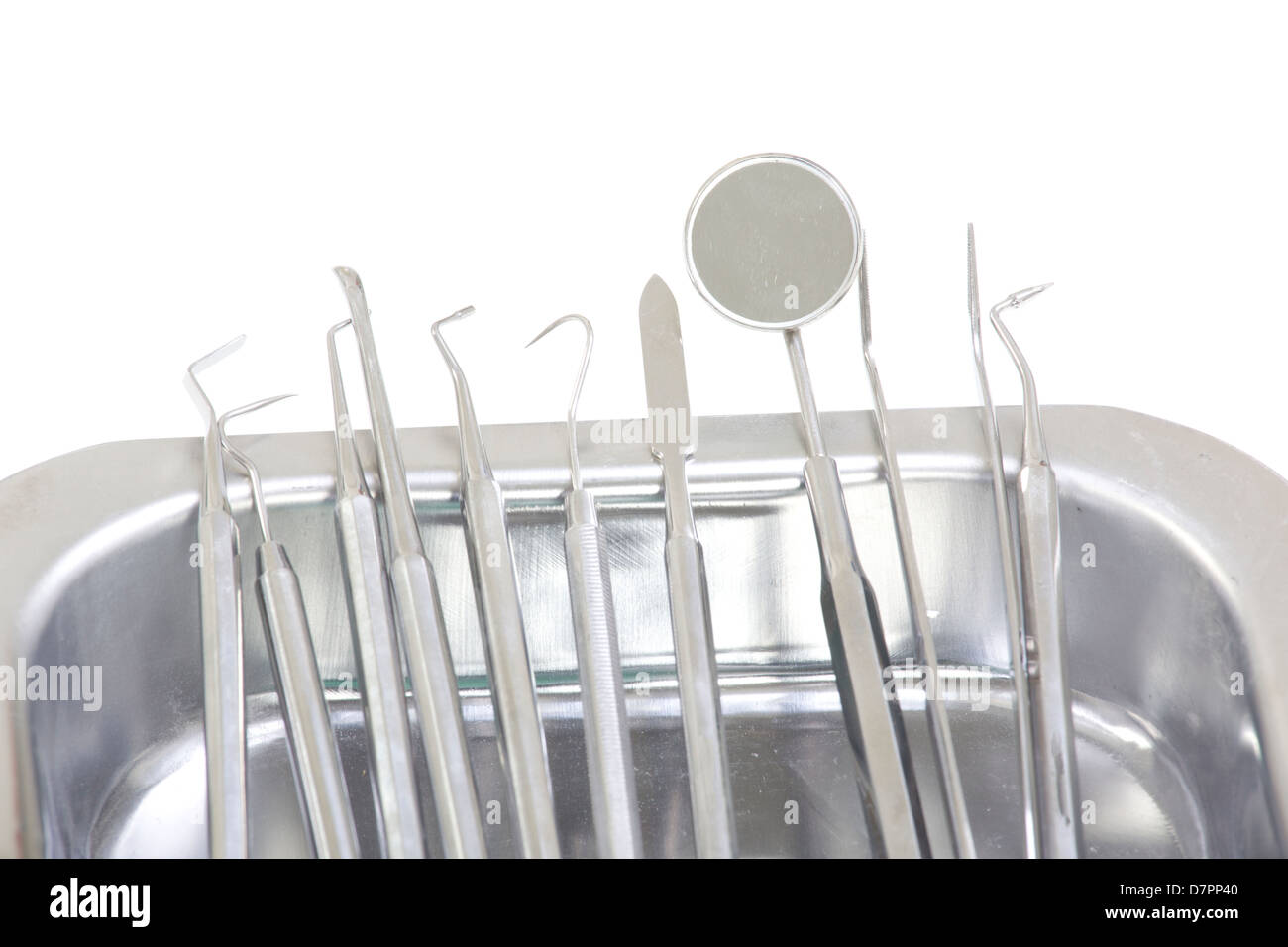 Set of metal medical equipment tools for teeth dental care Stock Photo ...