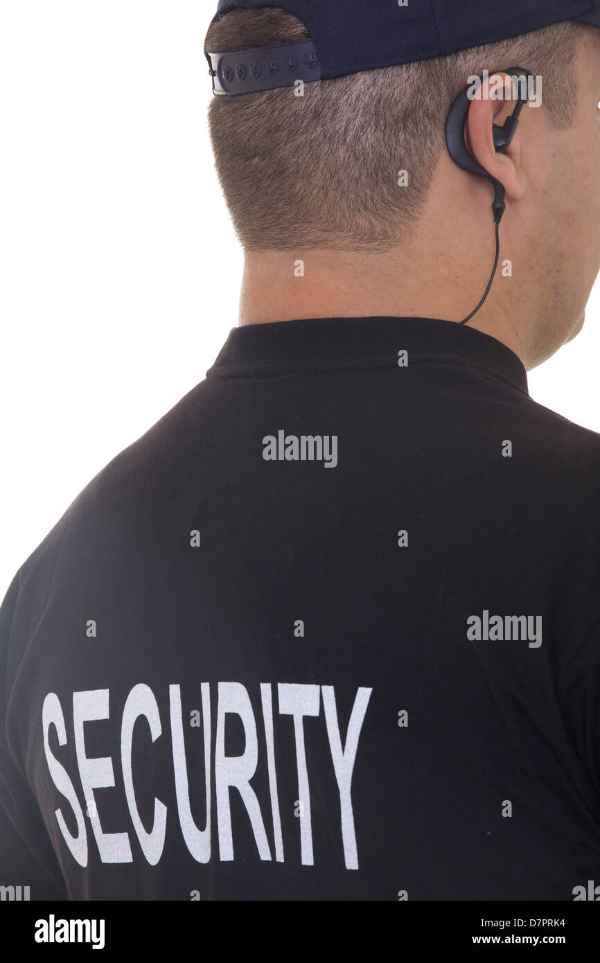 back of a security guard isolated on white Stock Photo - Alamy