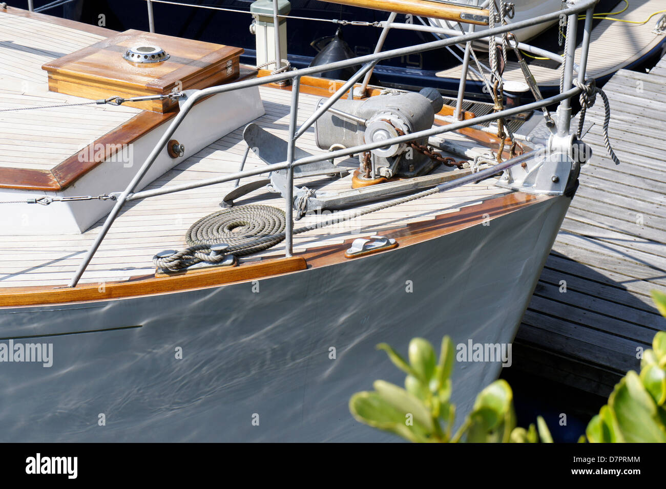 Rope and anchor on Bermudian sloop Spey Beam, moored at St Katherine's ...