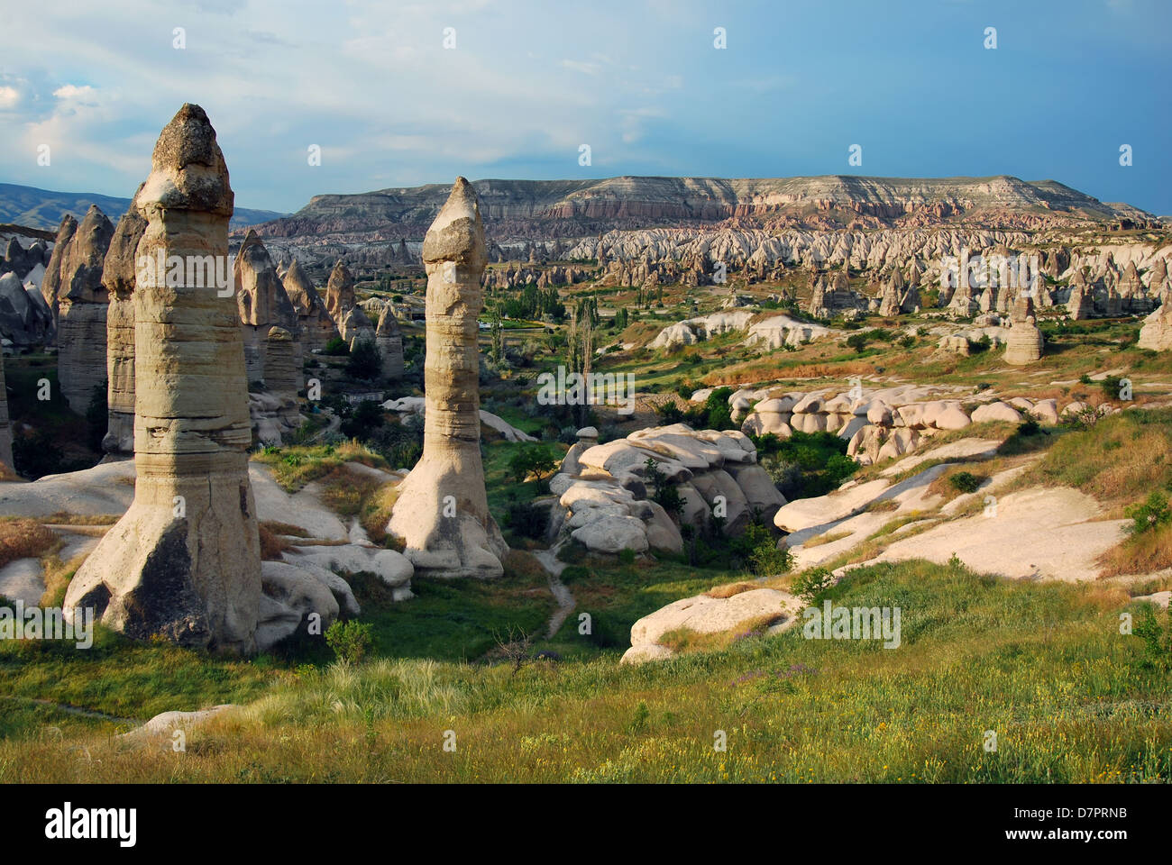 Cappadocia landscape with vulcanic rocks and houses carved in this rock ...