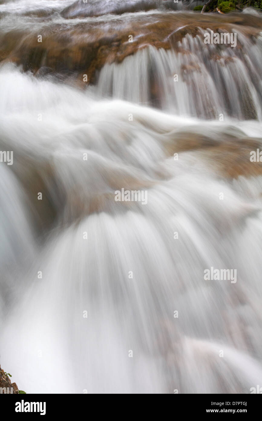 Water cascading down waterfalls in the National Park Plitvice Lakes, a ...