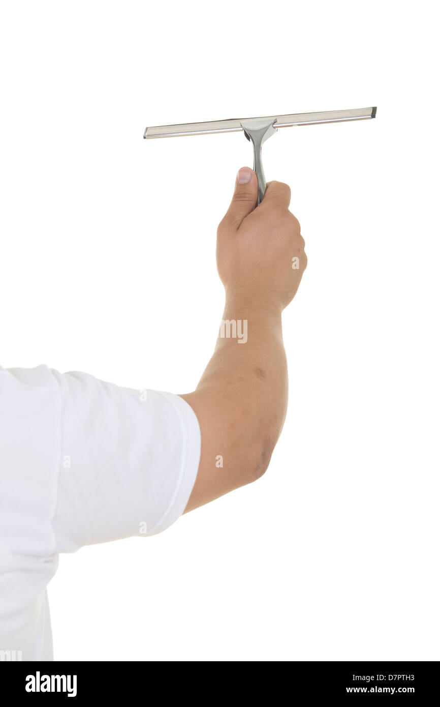 hand with window cleaning tool Stock Photo - Alamy