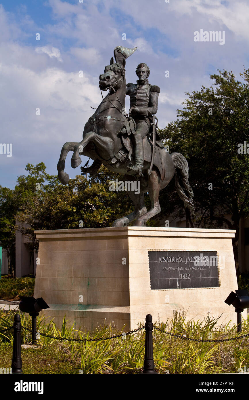 A sculpture of Andrew Jackson is seen in Jacksonville, Florida Stock ...