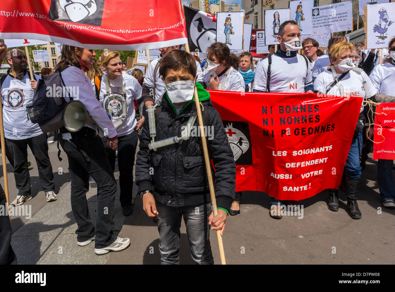 Paris, France. Nurses Demonstration, Collective health workers public ...